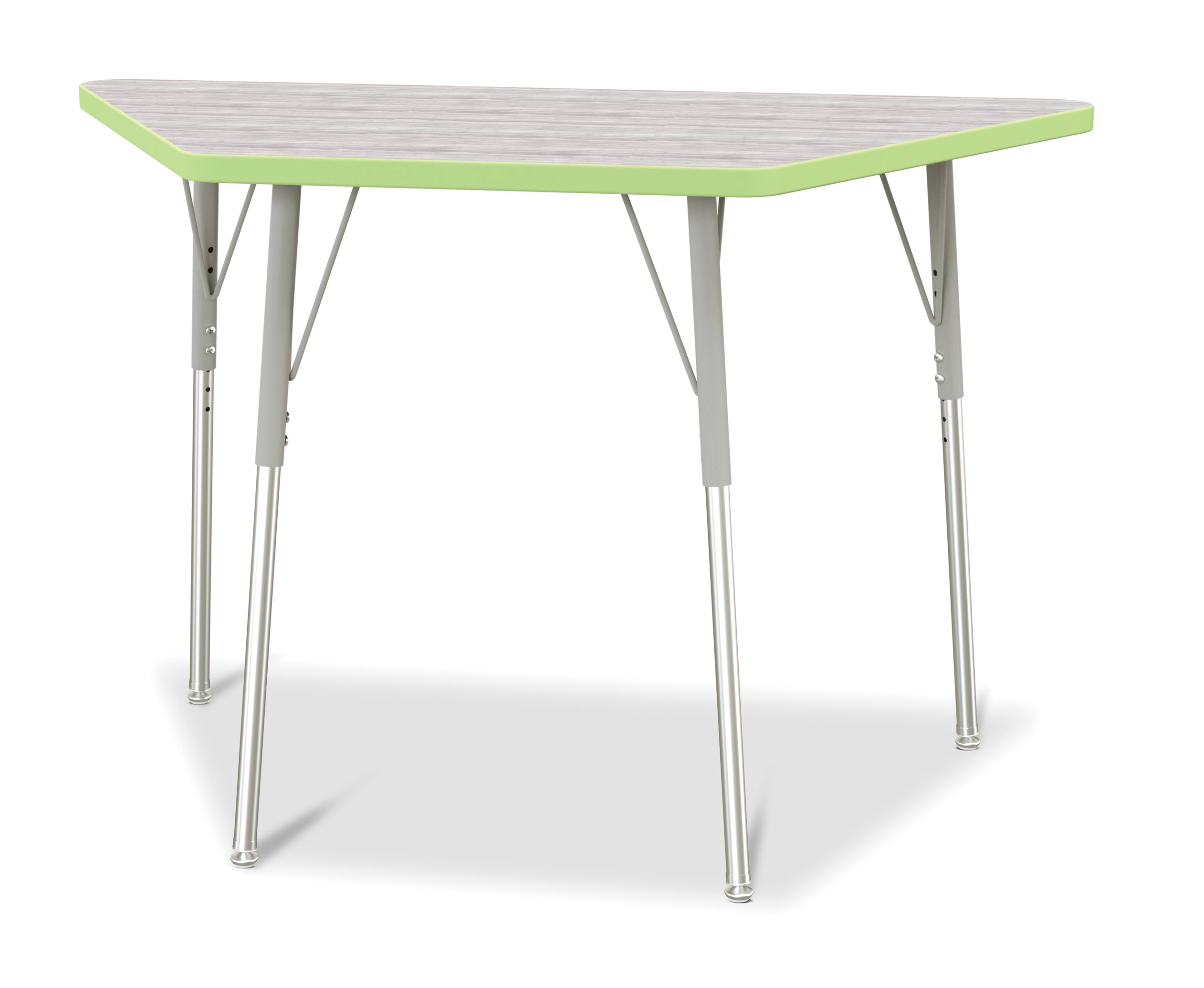 Trapezoid Activity Table - 24" X 48", A-height - Driftwood Gray/Key Lime/Gray - Contemporary ...
