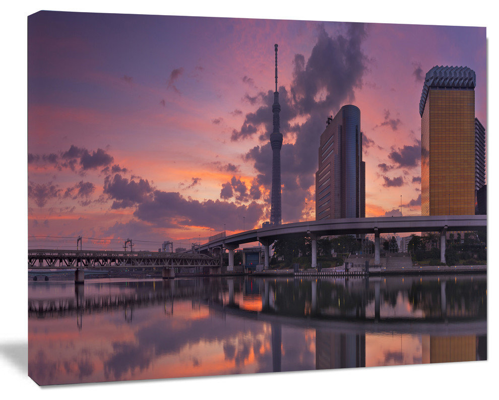 Tokyo Sky Tree and Sumida River, Landscape Canvas Art Print, 40"x30 ...