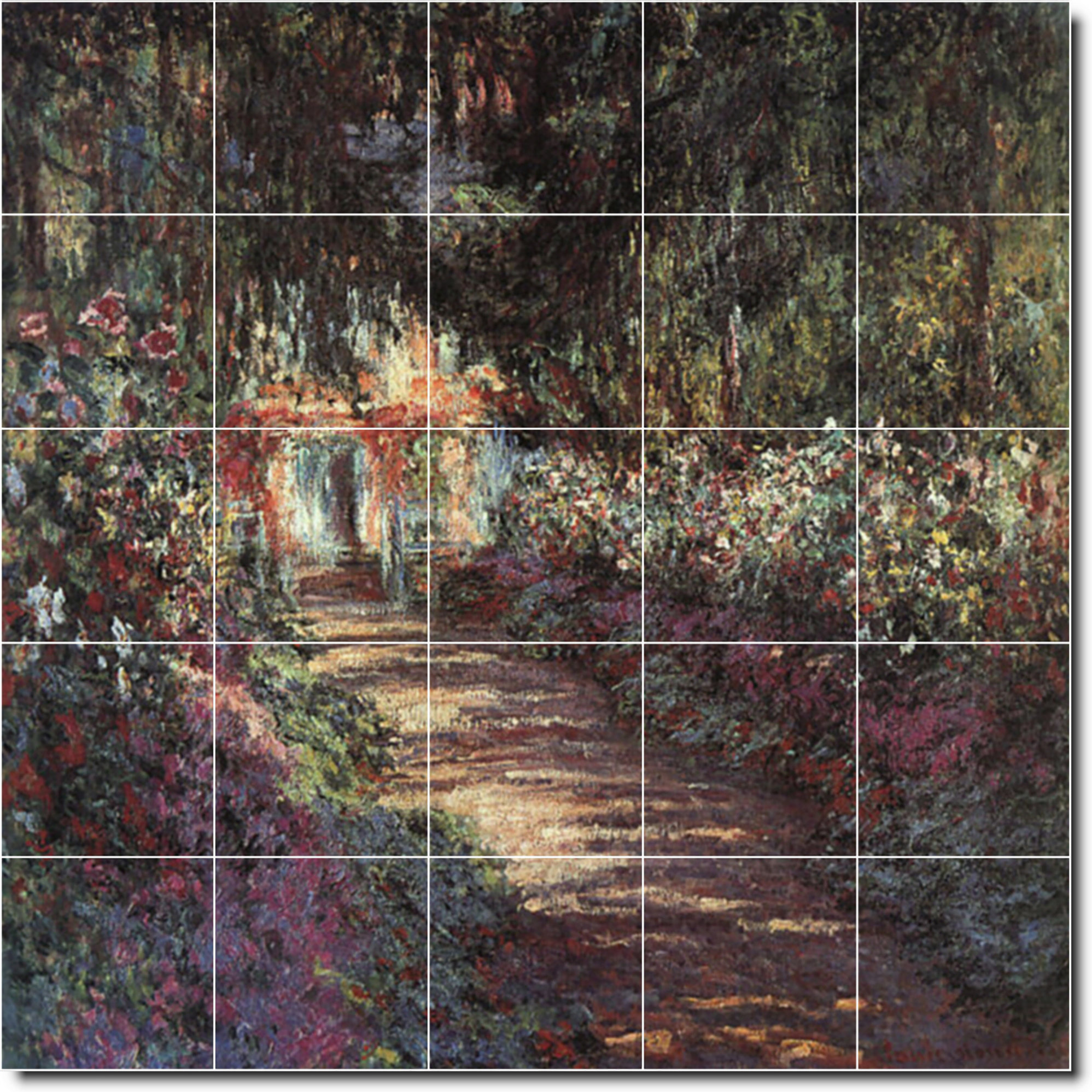 Claude Monet Garden Painting Ceramic Tile Mural #22, 30" Wide x 30 ...