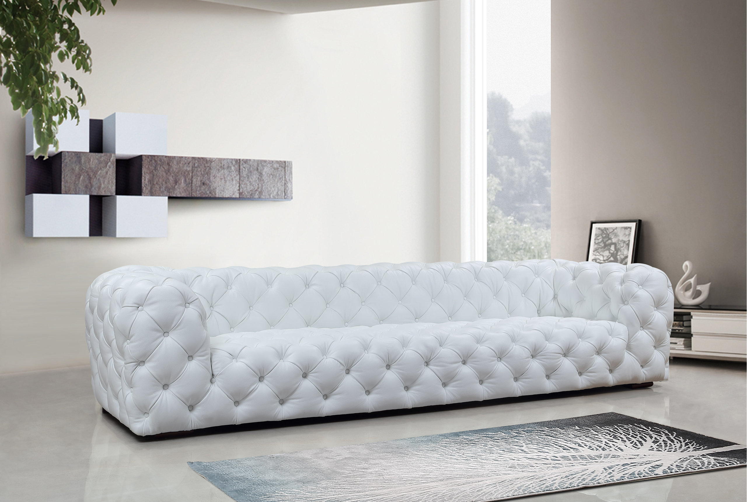 Divani Casa Dexter Transitional White Full Italian Leather 4 Seater ...