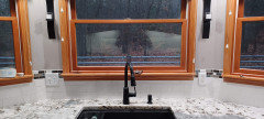 White subway tile backsplash for Ikea Enkoping kitchen cabinets ...