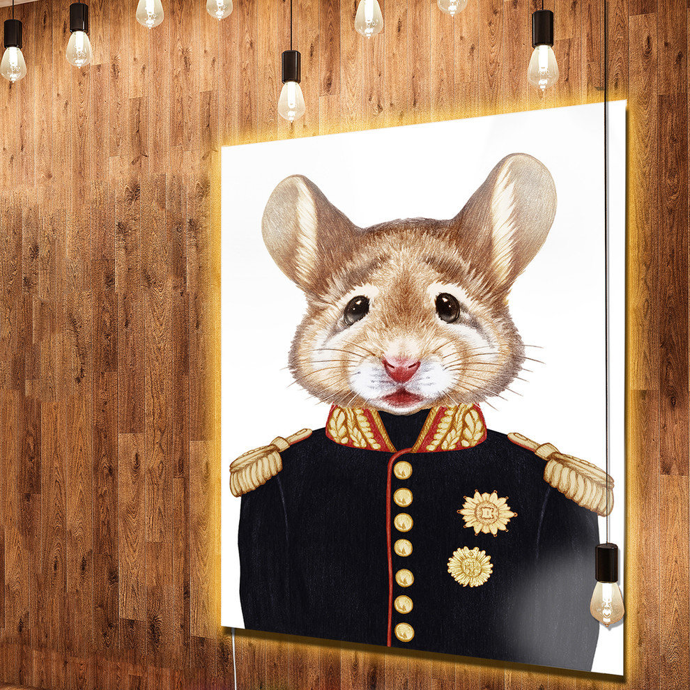Mouse in Military Uniform, LED Metal Art, 40x48, 1 Panel - Eclectic ...