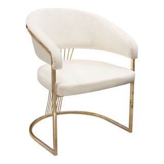 Solstice Dining Chair, Cream Velvet - Contemporary - Dining Chairs - by ...