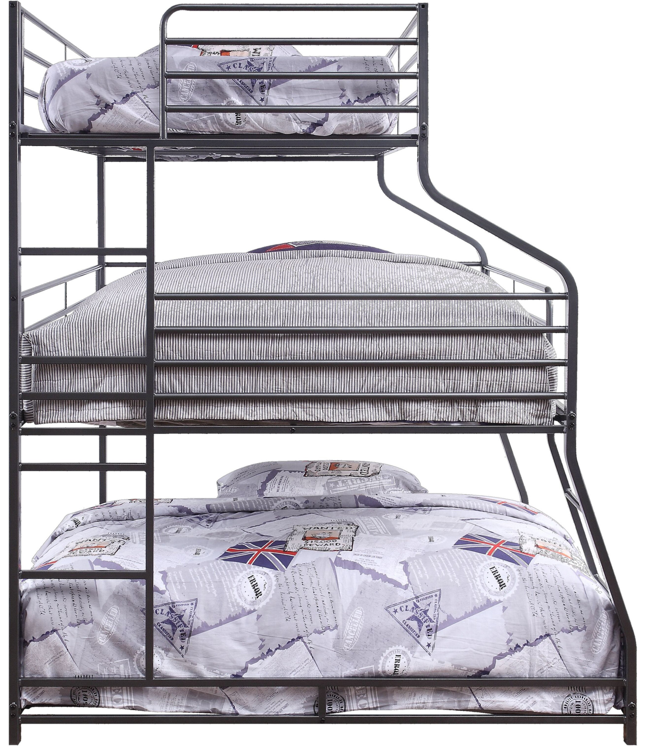 ACME Caius II Triple Bunk Bed Twin/Full/Queen, Gunmetal - Transitional ...
