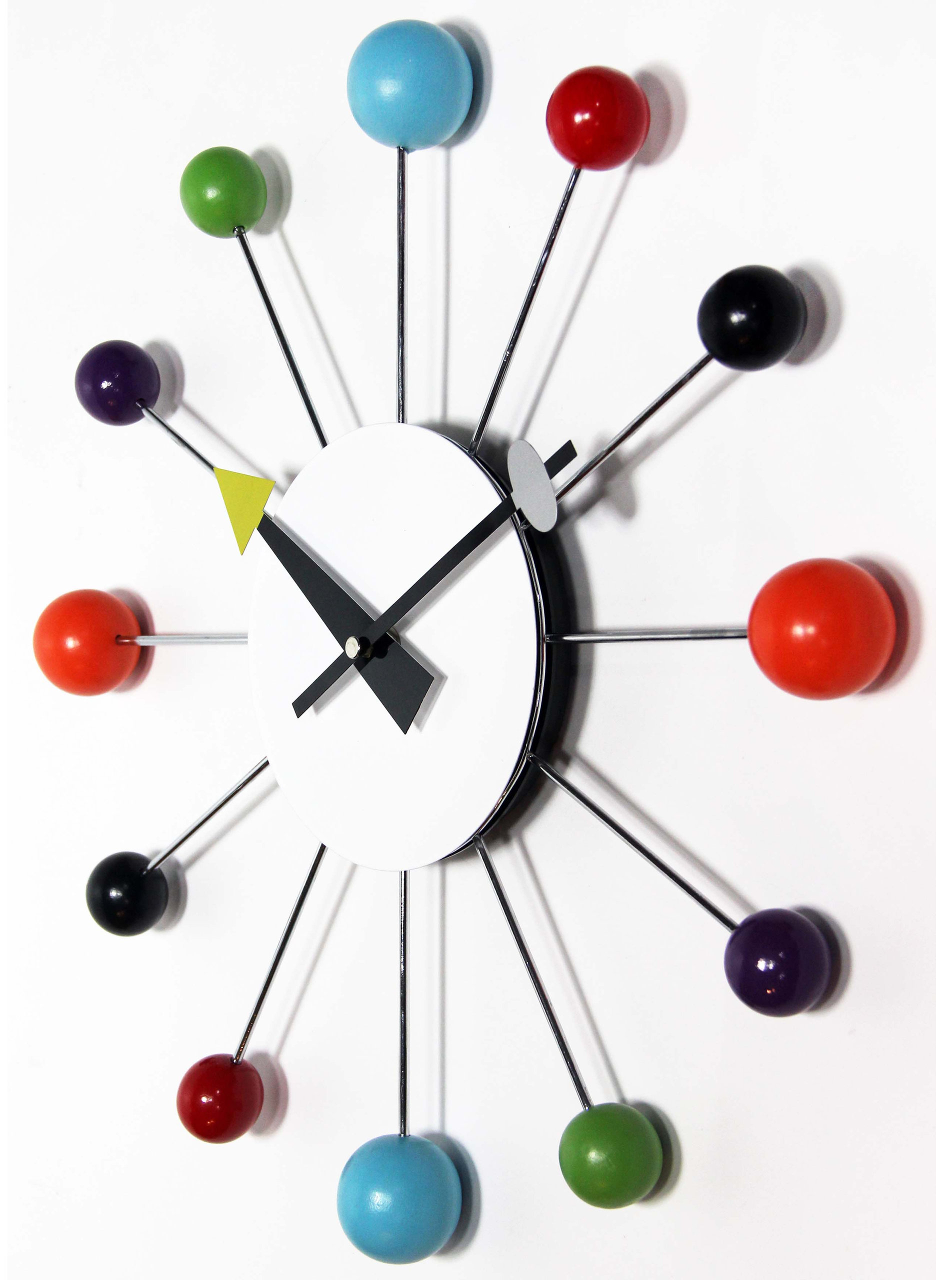 Orb Spoke 15" Mid-Century Modern Wall Clock - Multicolor - Midcentury ...