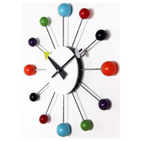 Orb Spoke 15" Mid-Century Modern Wall Clock - Multicolor - Midcentury ...