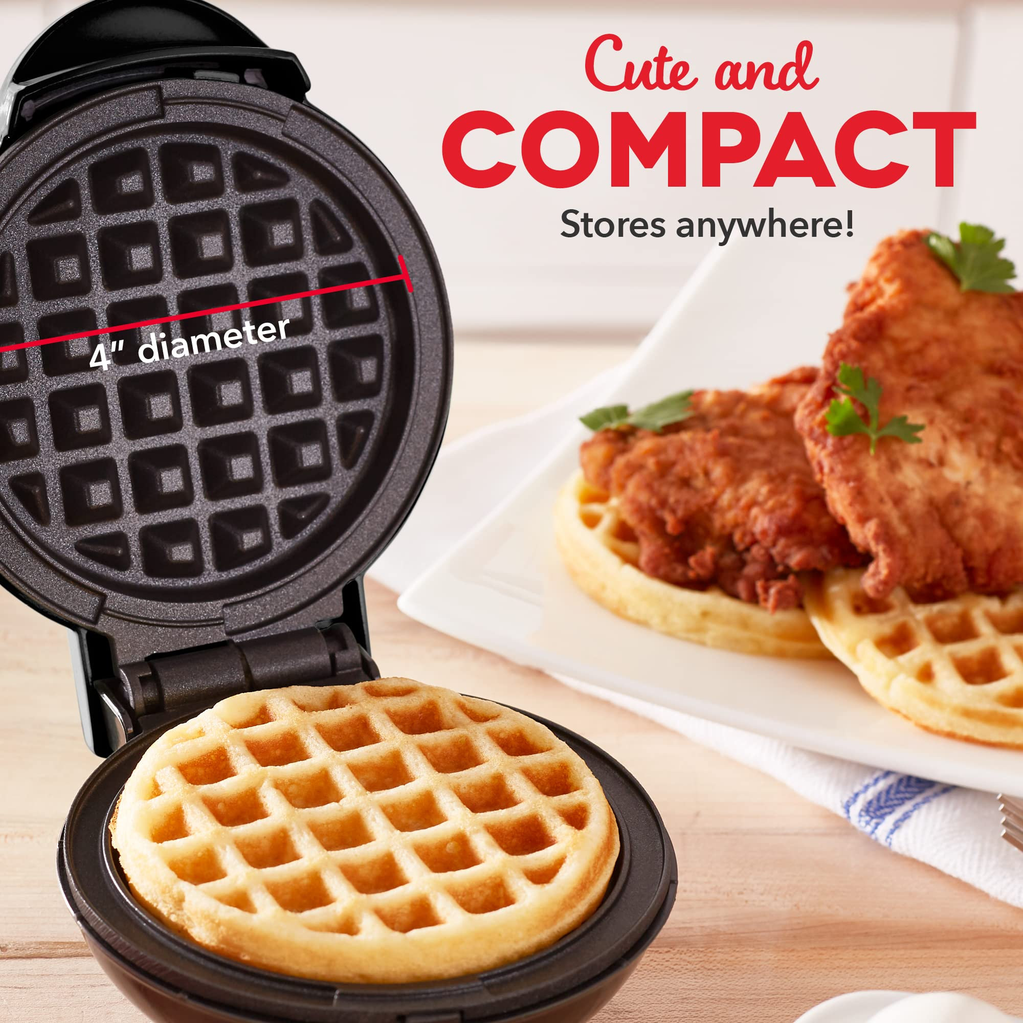 DMW002AQ Mini Waffle Maker, 2 Pack for Individual Waffles Hash Browns ...