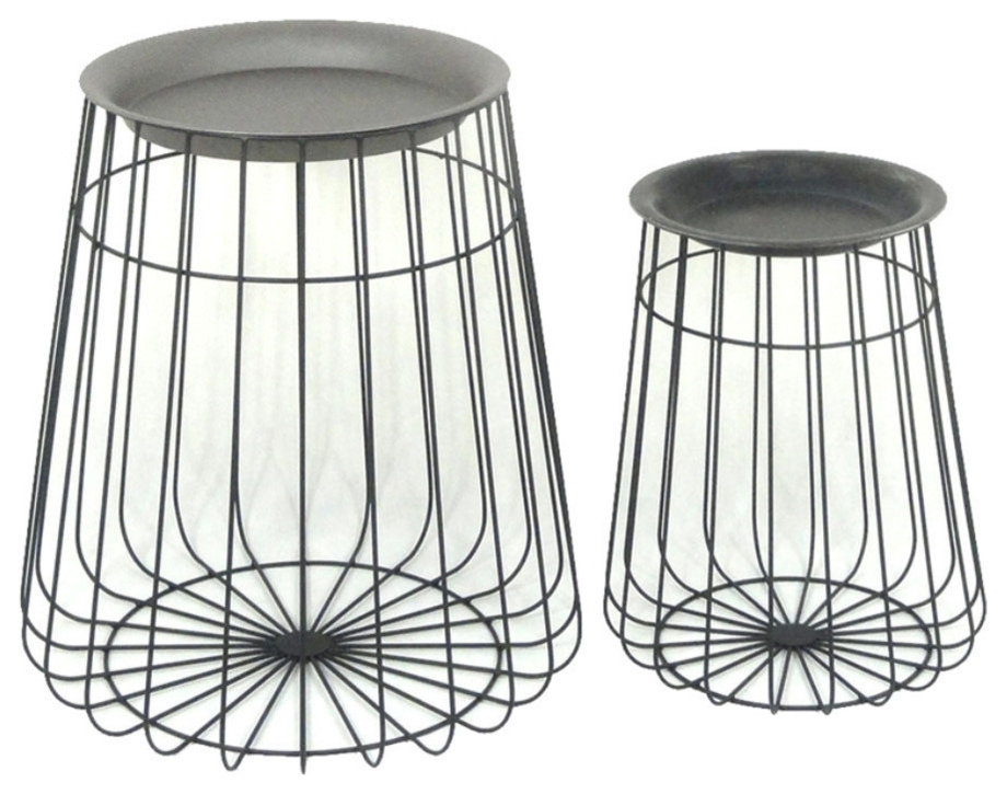 Antique Metal Accent Tables, Set Of 2 - Industrial - Side Tables And ...