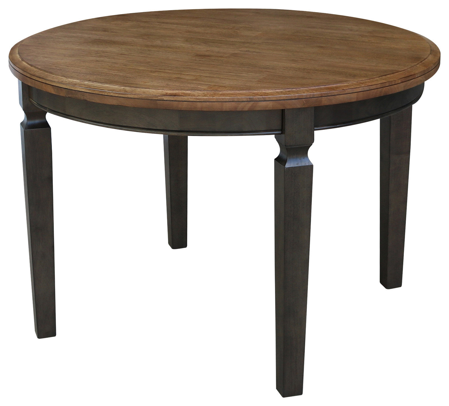44 in. Round Top Dining Table with 4 Slatback Chairs in Hickory/Washed Coal - French Country ...