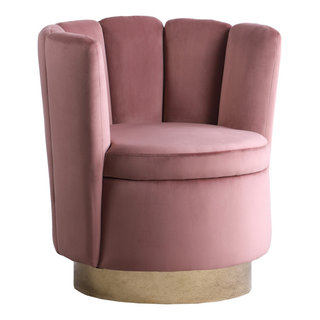 Benzara BM242717 Swivel Chair, Sea Shell Vertical Tufting & Metal Base ...