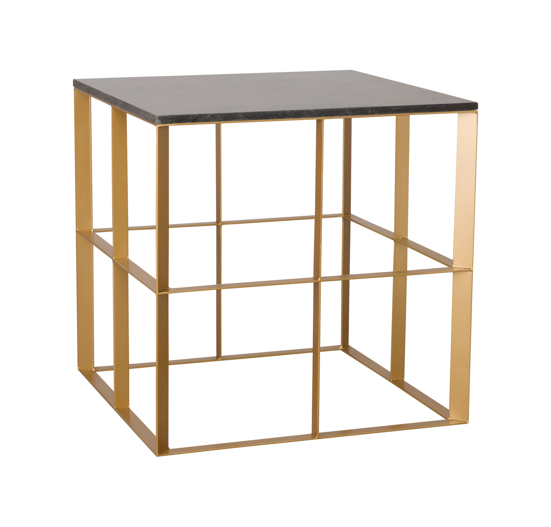 Square Milo End Table, Gold With Black Granite 24x24 - Contemporary ...