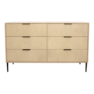 Ren 6-Drawer Dresser, Contemporary Aged Natural Finish on Solid Wood ...
