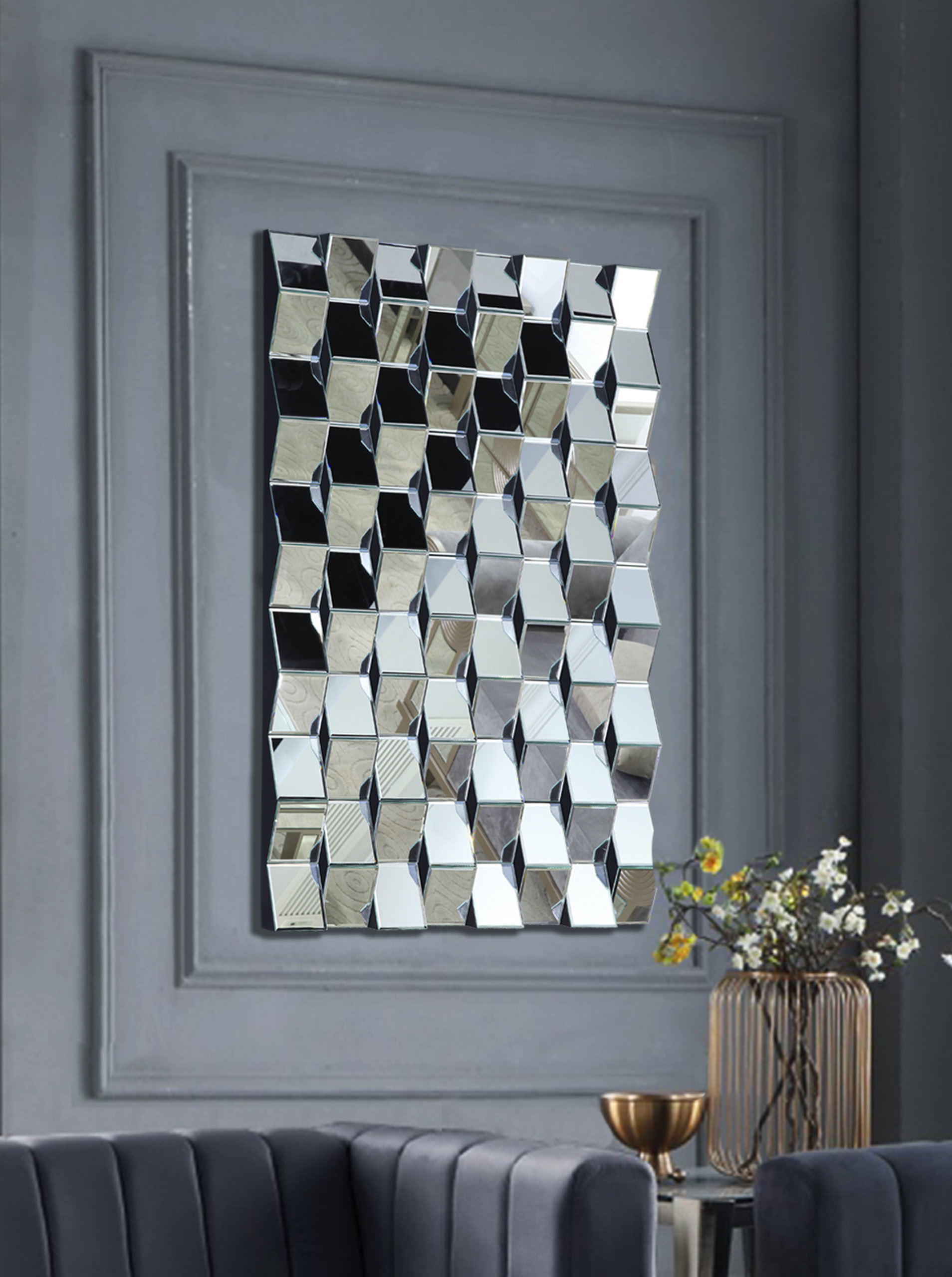 Ziggy Rectangular Contemporary Geometric Designed Mirror - Contemporary ...