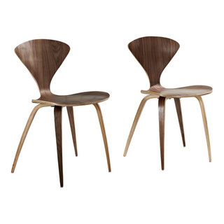 Vortex Dining Chairs Set of 2 in Dark Walnut - Midcentury - Dining ...