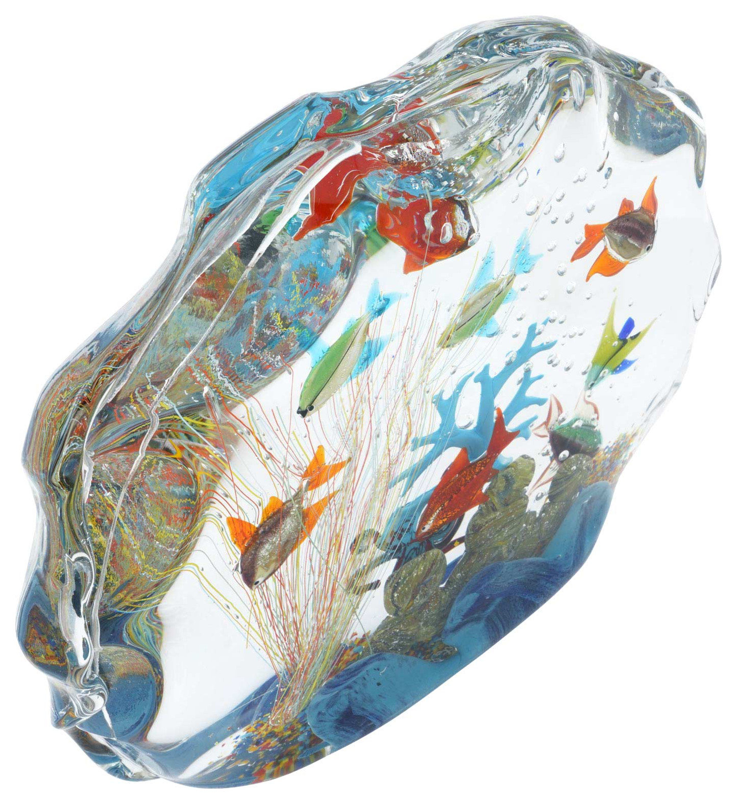 GlassOfVenice Large Murano Glass Aquarium With Fish And Sea Life - 10 ...