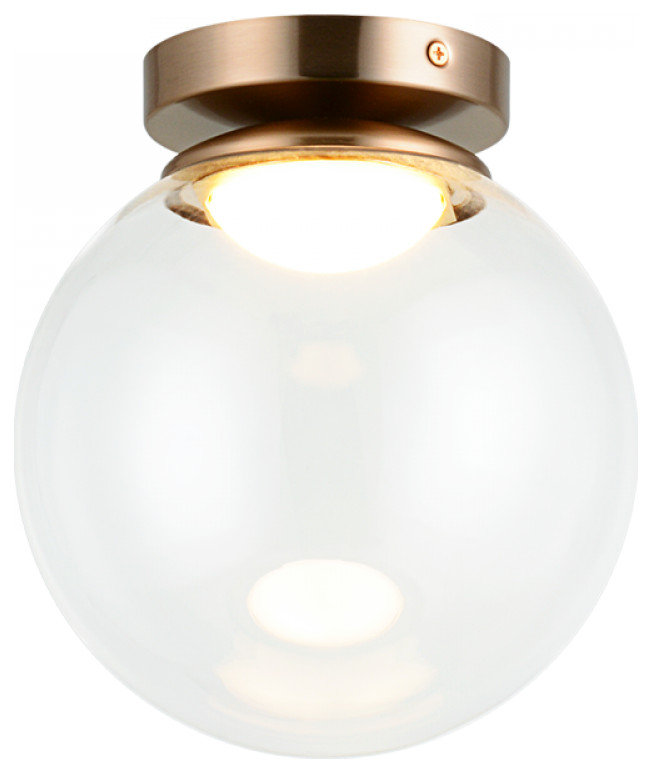 Boble Flush Mount, 1-Light, LED, Brass, Aged Gold Brass, 7.9"W ...