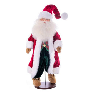 Vickerman KV210728 28" Red Plaid Velvet Santa Doll with Stand - Holiday ...