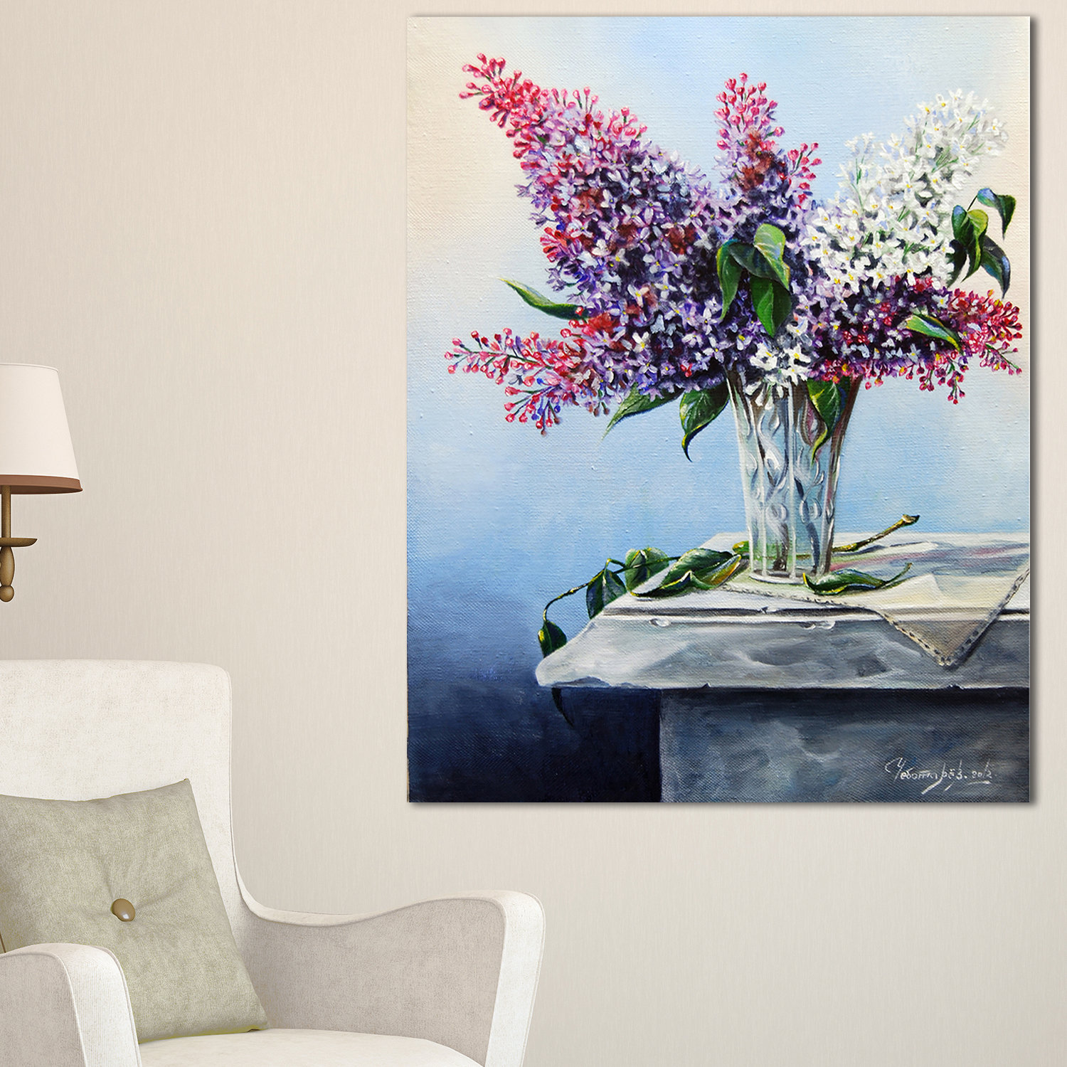 "Lilac Bouquet" Floral Digital Art Canvas Print, 30"x40" - Traditional ...