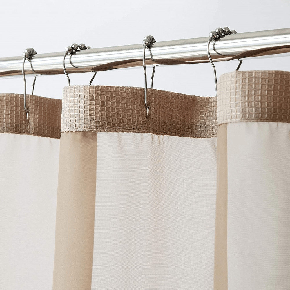 Mocha Sheer and Grid Shower Curtain and Liner Set - Transitional ...