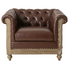Batavia Chesterfield Tufted Club Chair with Nailhead Trim Dark Brown