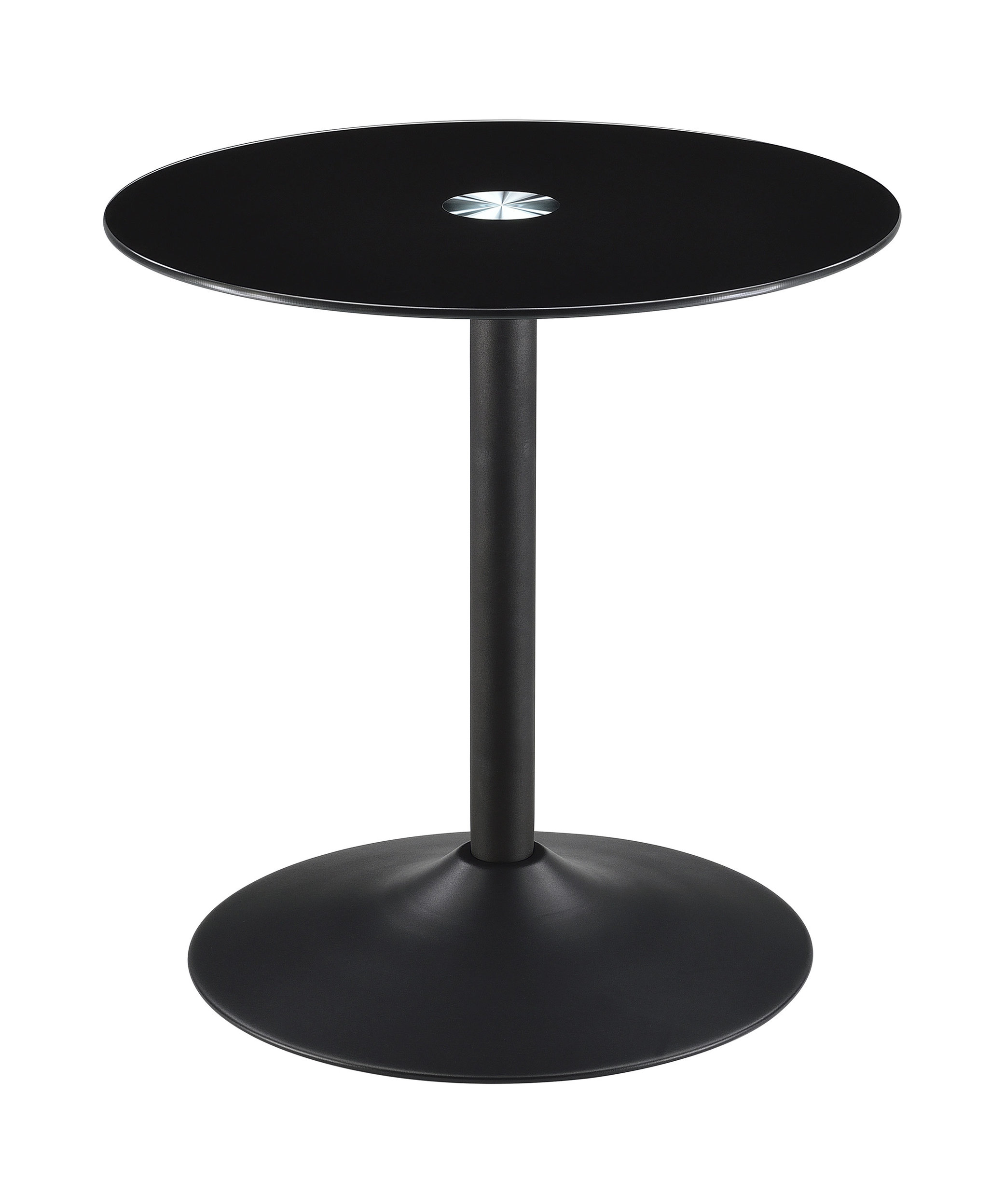 Ganso Round Metal End Table With Tempered Glass Top Black - Side Tables ...
