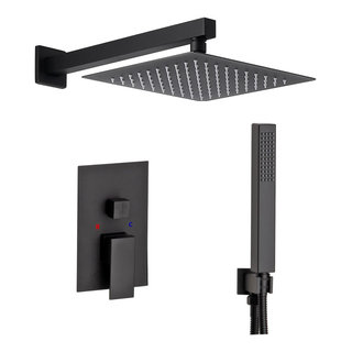 Matte Black Complete Shower Set, Shower System 10" - Transitional ...
