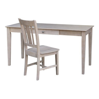 Desk With Drawer, Washed Gray Taupe - Farmhouse - Desks And Hutches ...