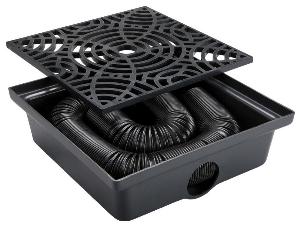 Amerimax 4700 StealthDrain Low Profile Catch Basin, Black - Roofing And ...