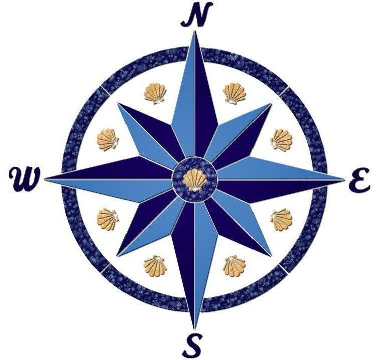 Compass/Medallion 5 Ceramic Swimming Pool Mosaic, 60"x60" - Beach Style ...