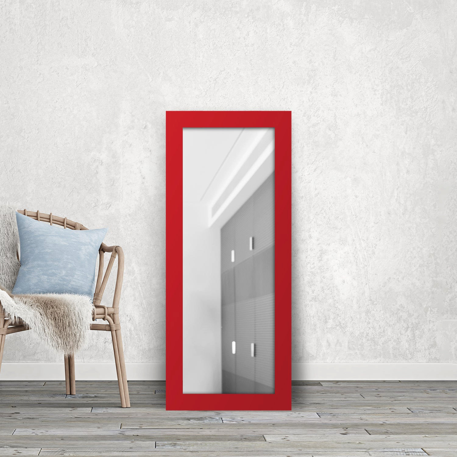 72"x30" Pop of Color Wall/Floor Mirror Art, Italian Red - Contemporary ...