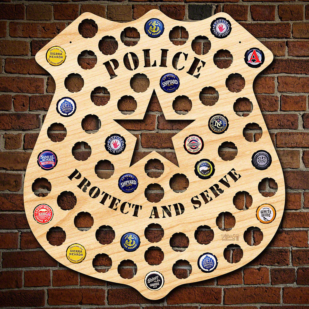 Police Badge Beer Cap Map - Southwestern - Wall Accents - by Home Wet ...