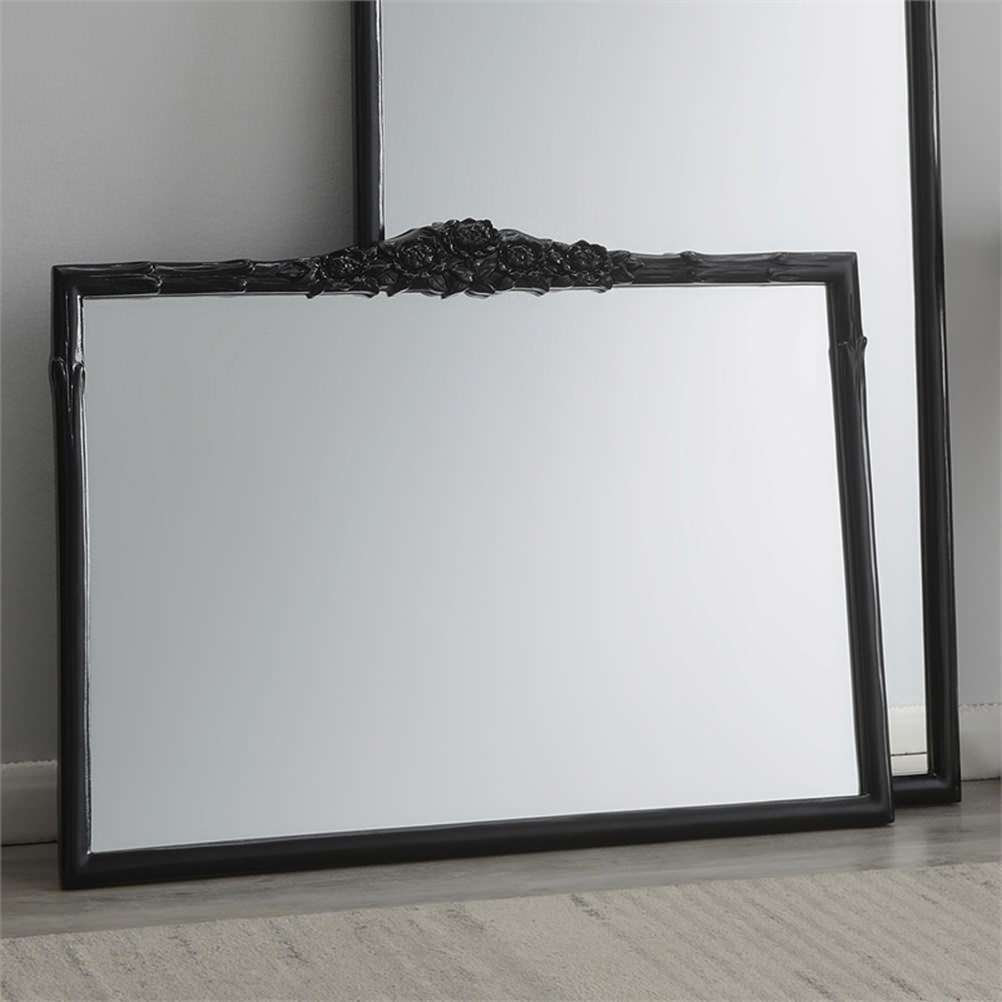 Coaster Sylvie Glass French Provincial Rectangular Mantle Mirror Black ...