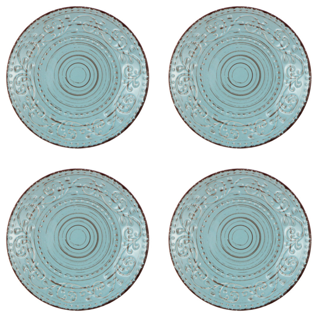 Turquoise Rustic Flare Dinner Plates Set of 4 | Vintage-Inspired ...