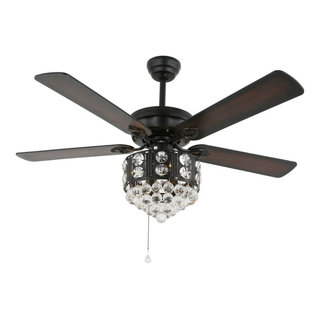 Crystal Ceiling Fan with Remote 5 Blades 52Inch - Traditional - Ceiling ...