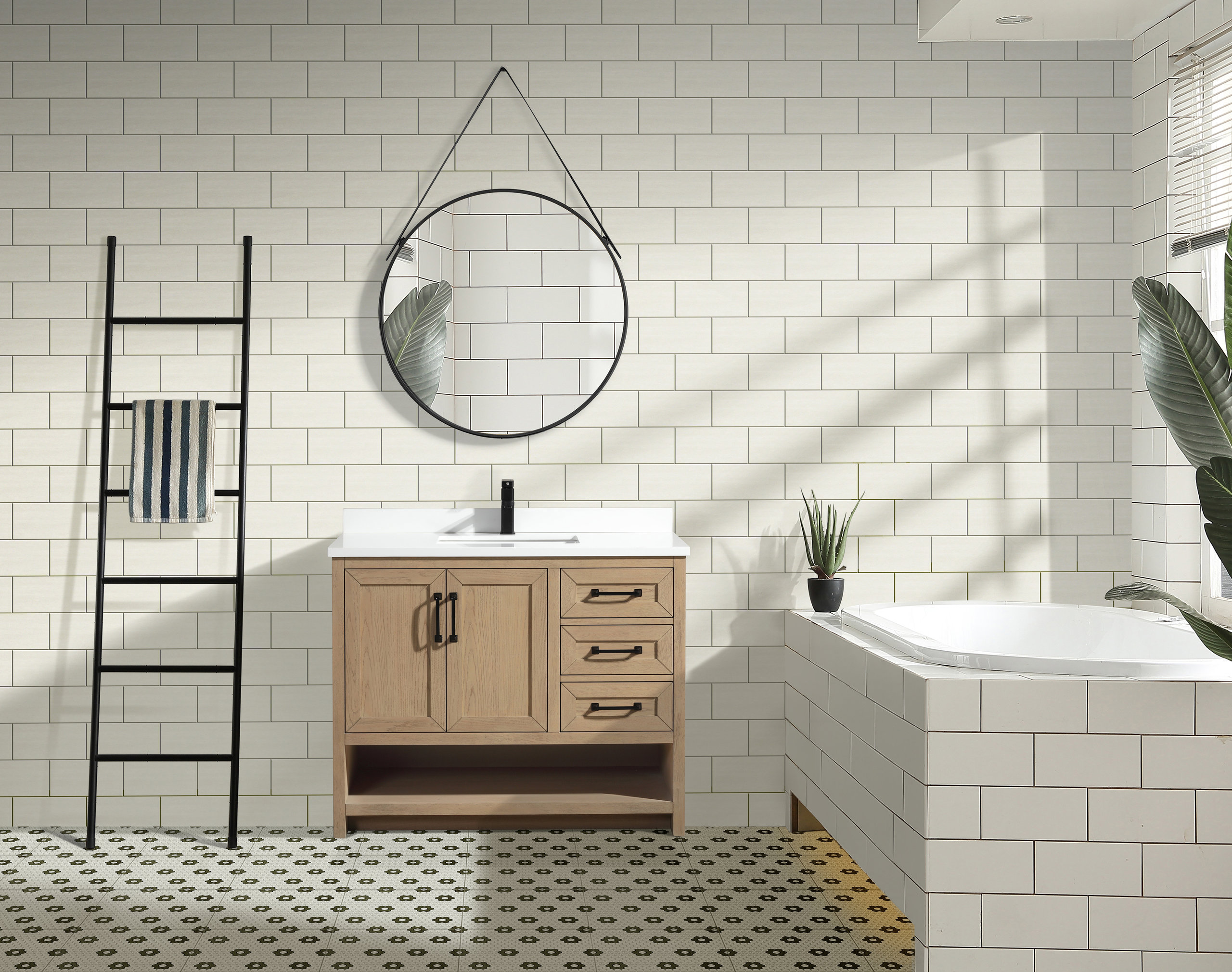 Venice 42" Bathroom Vanity Oak Gray Finish - Transitional - Bathroom ...