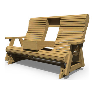 Pressure Treated Pine Rollback Bearing Glider, 5 Foot With Console ...