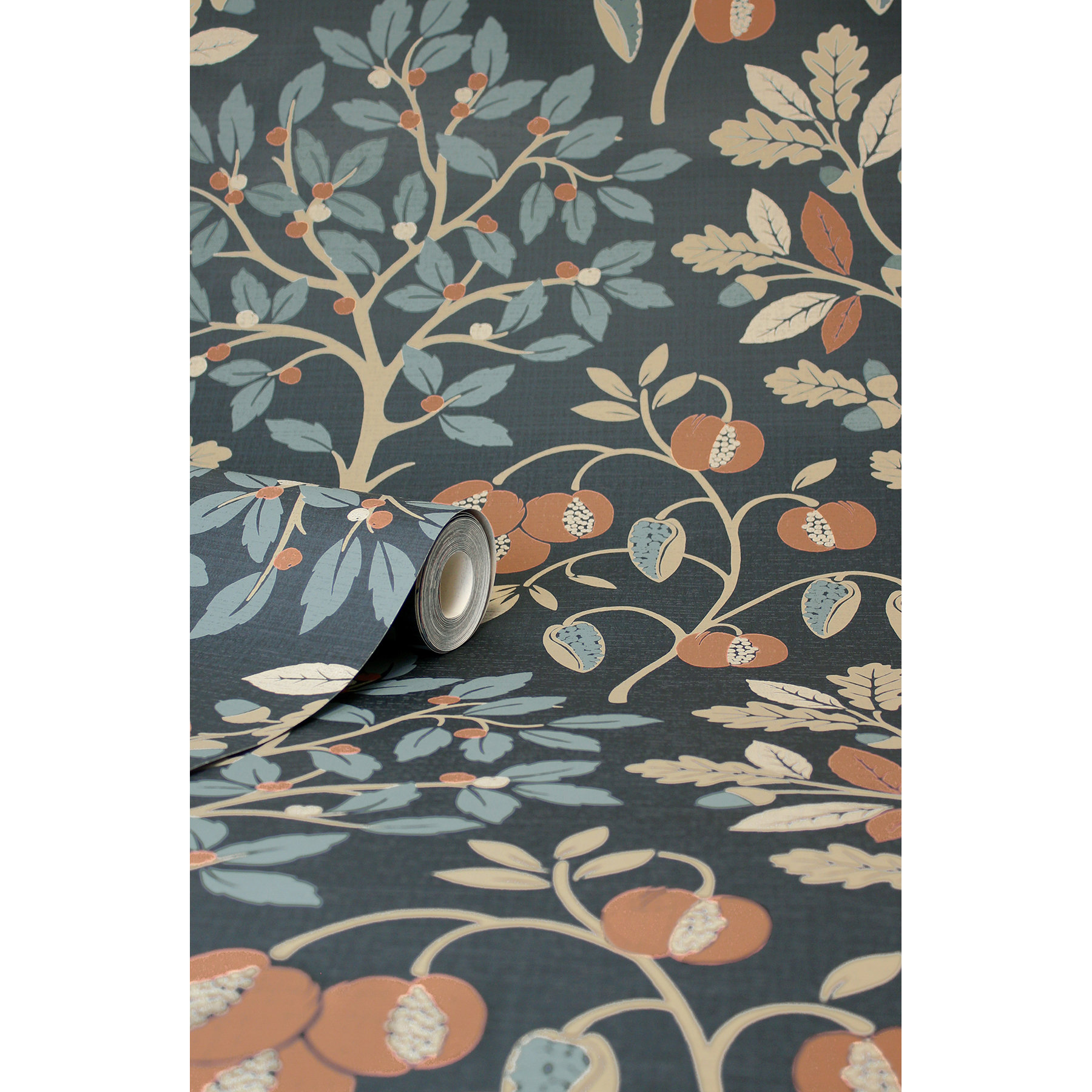 Rowan Navy Autumn Trees Wallpaper, Swatch - Contemporary - Wallpaper ...