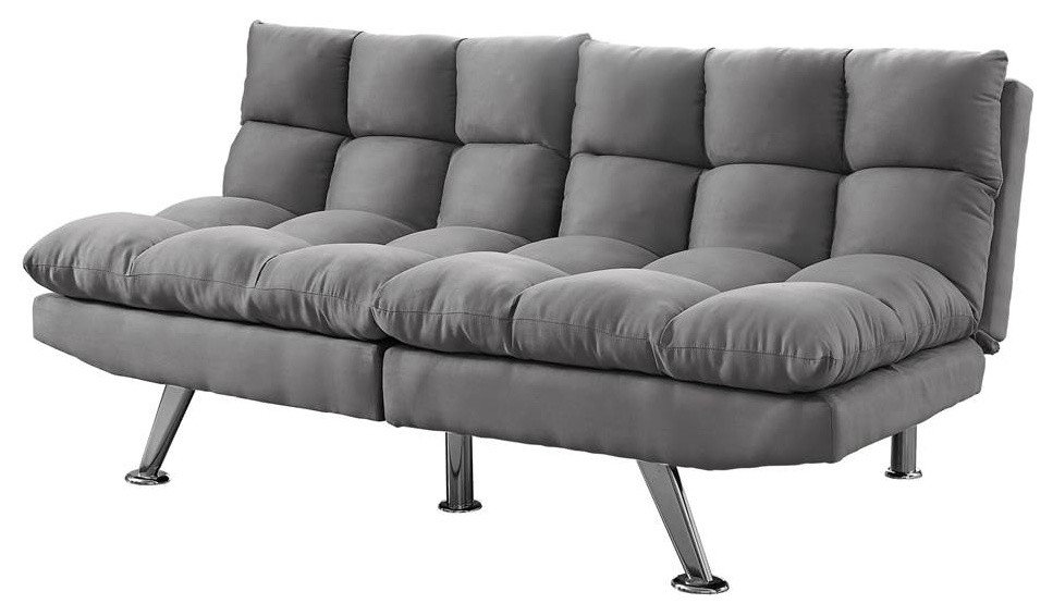 Monarch Specialties Split Back Click Clack Futon, Light Gray Micro ...
