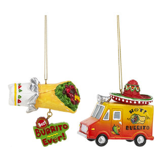Fiesta Burrito Food Truck and Burrito Christmas Holiday Ornaments Set ...