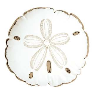 Sand Dollar Shaped Indoor/Outdoor Throw Pillow - Beach Style - Outdoor ...
