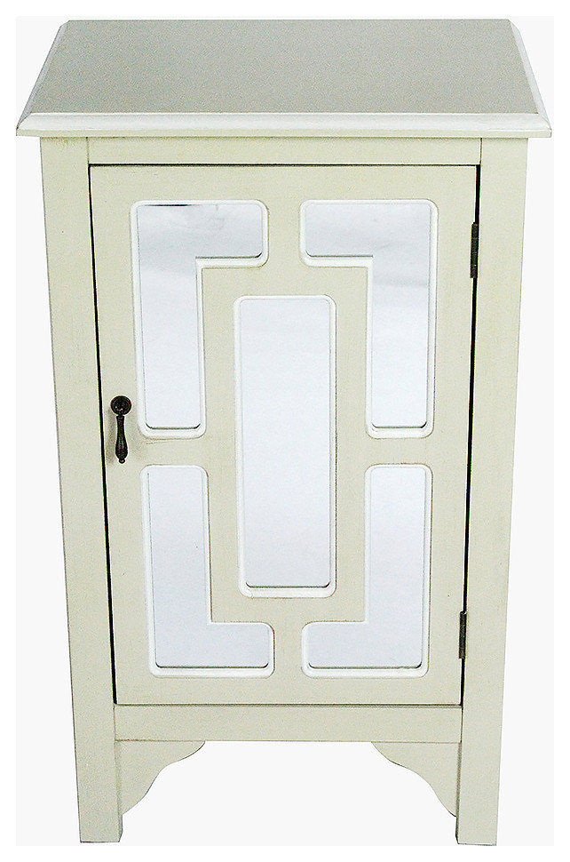 Rustic Ivory and White Mirrored Cabinet - Transitional - Side Tables ...