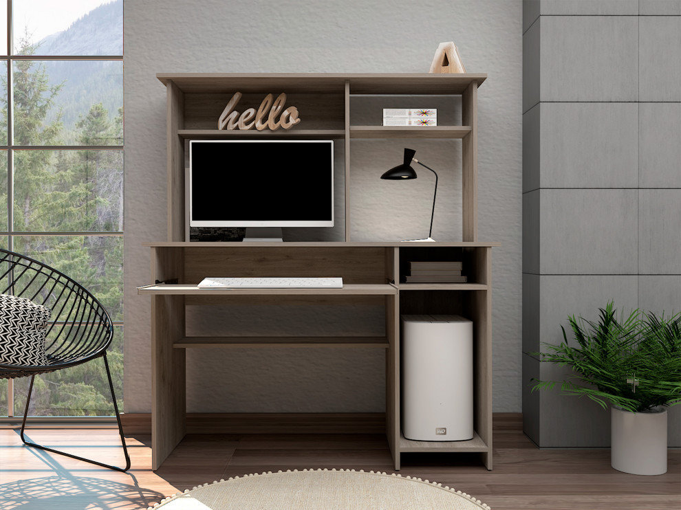 Weston 120 Computer Desk with CPU Storage, and Keyboard Tray, Light ...