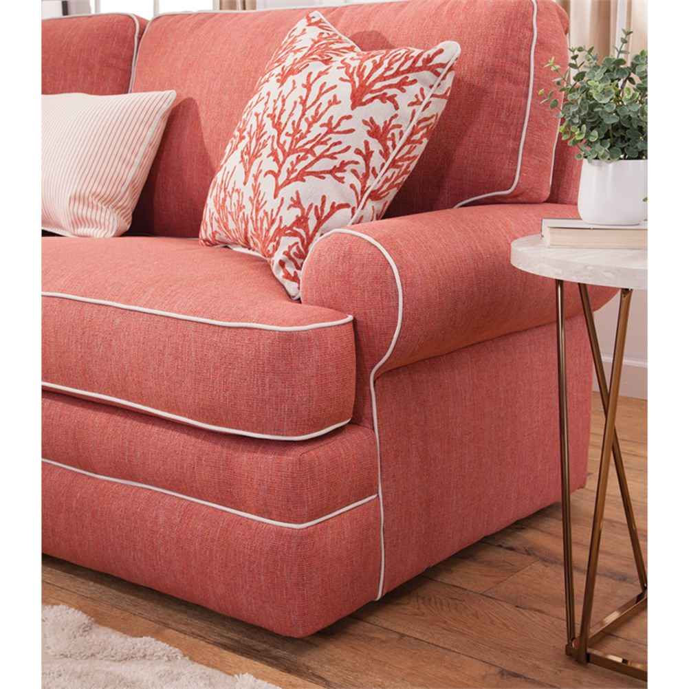 Pemberly Row Modern Sleeper Sofa with 3 Pillows in Pink Finish - Beach ...