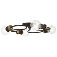 Bromley 4 Light Bronze With Antique Brass Accents Large Flush Mount ...