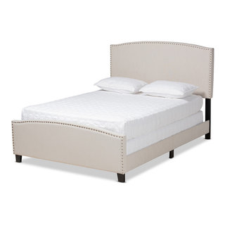 Morgan Modern Transitional Beige Fabric Upholstered King Size Panel Bed ...