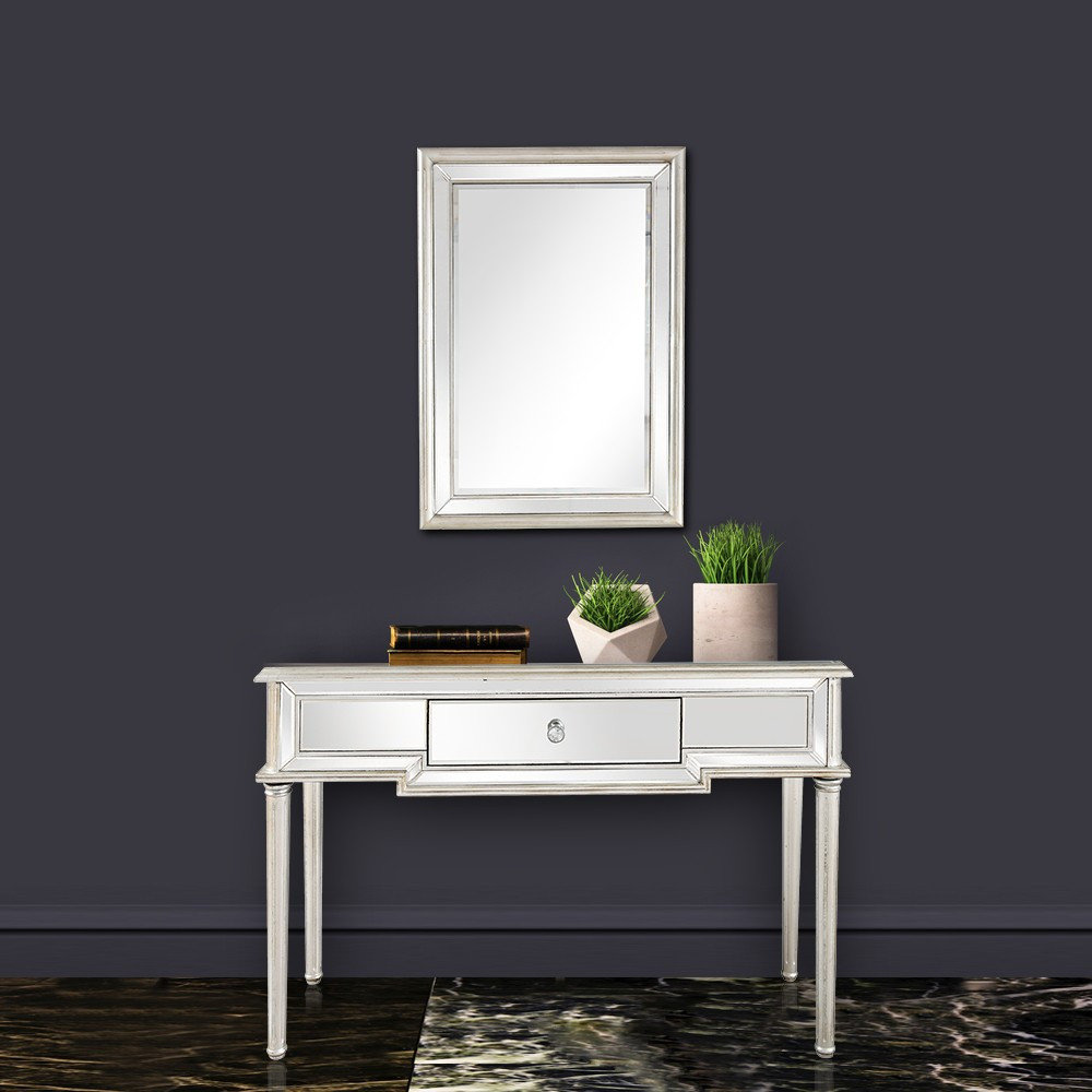 Silver Leaf Antiqued Mirror and Console Table - Traditional - Console ...
