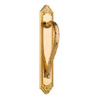 Divenci Door Pull Handle On Plate 12", Brass Door Pulls. One piece ...