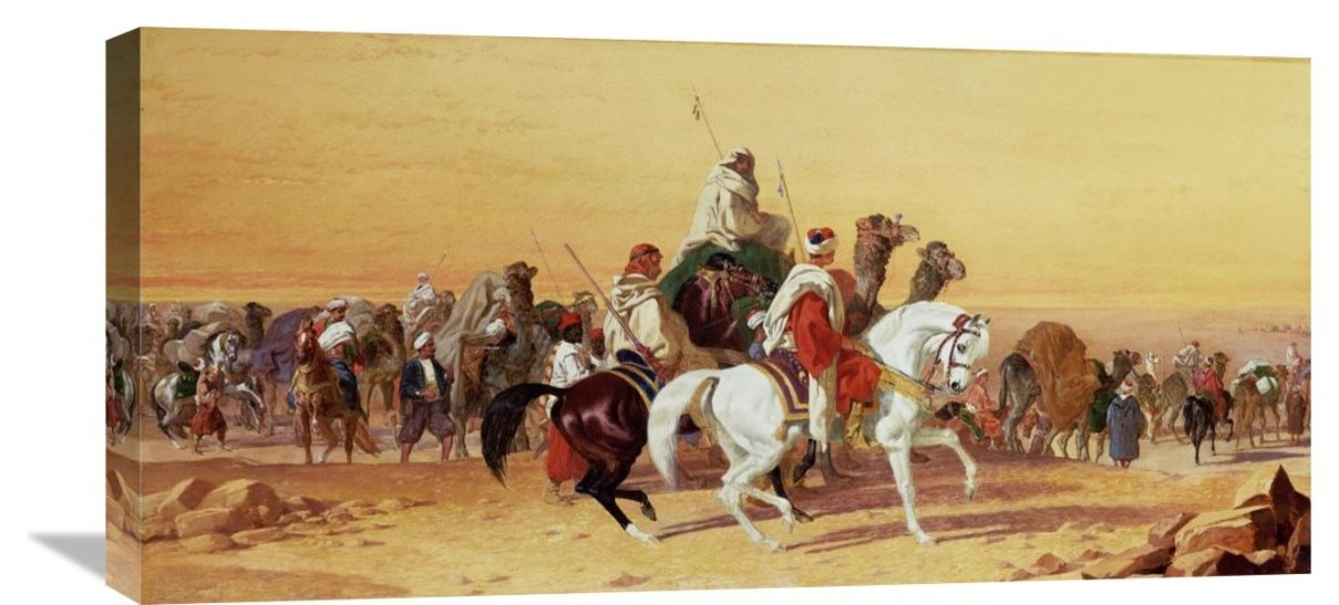"An Arab Caravan" Artwork, 30" x 14.46" - Traditional - Prints And ...