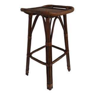 Oriental Rattan Backless Bar Stool Counter Height - Asian - Bar Stools ...