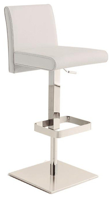 Vittoria adjustable 360 swivel bar stool in white top grain leather ...